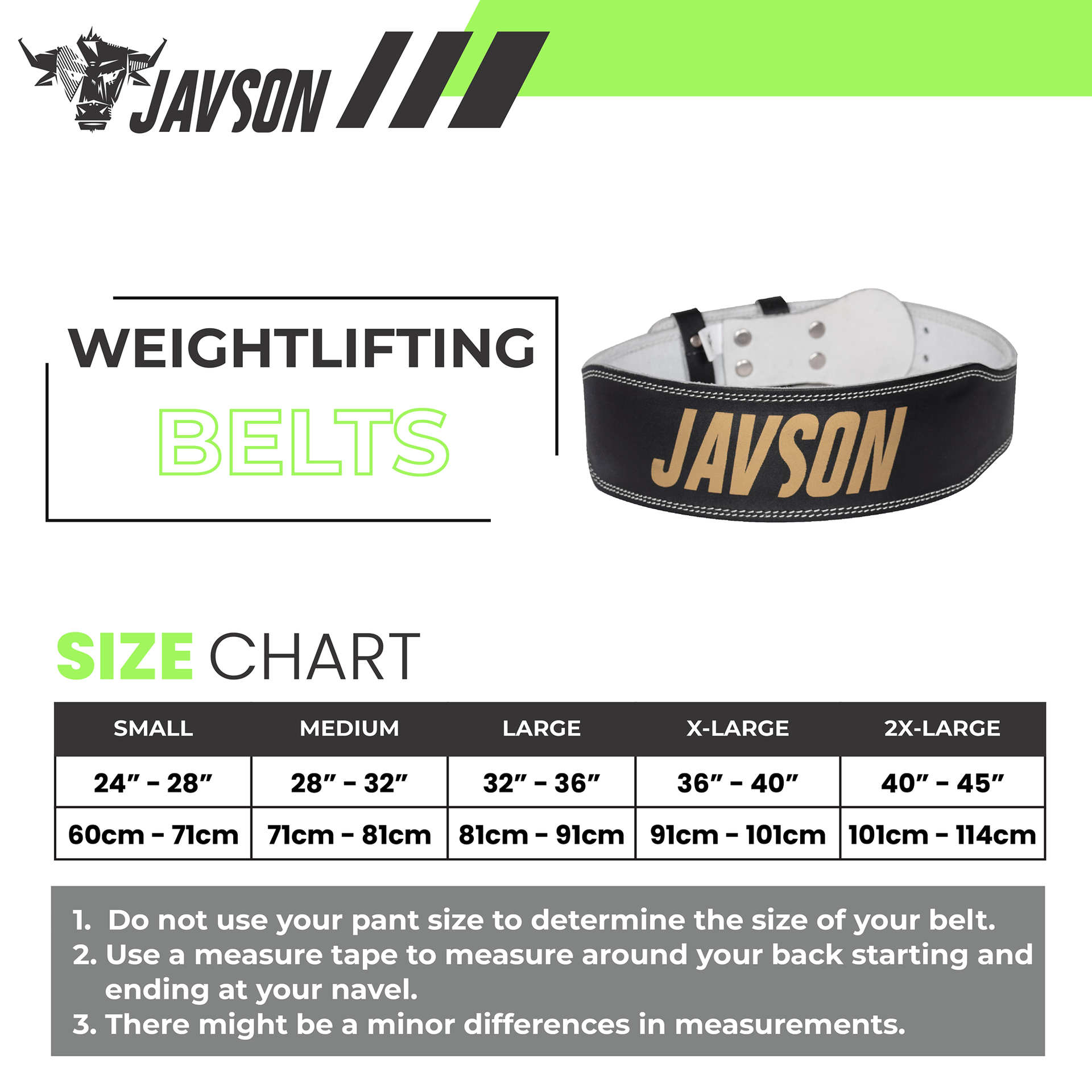 Size Chart – Javson Sports